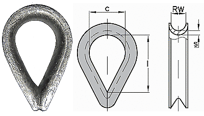 16mm Galvanised Wire Rope Thimbles x 1 - More Than Just Ropes