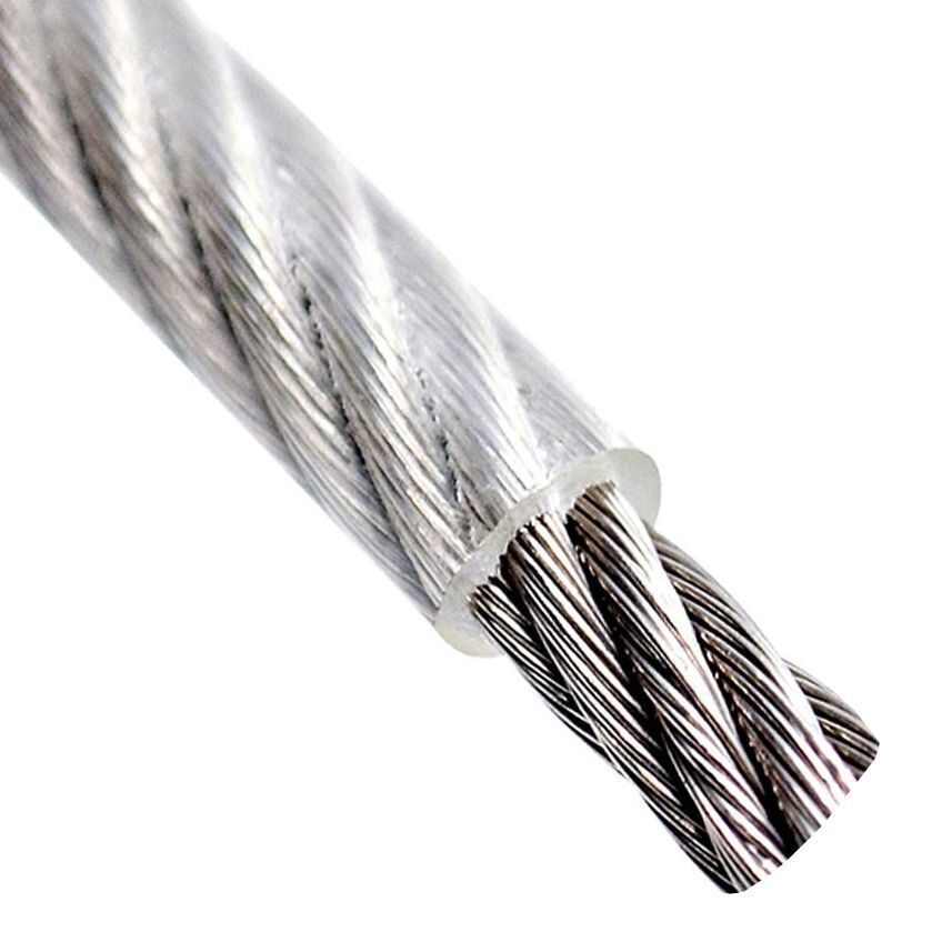GALVANISED WIRE ROPE CABLE 4mm - 6mm 7x7 CLEAR PVC PLASTIC COATED ...