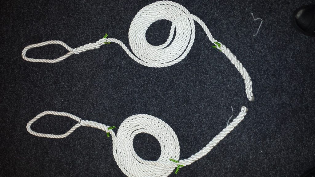 Mooring Ropes - 2 x 4 metres x 12mm White Nylon Rope, Soft Eye One End ...