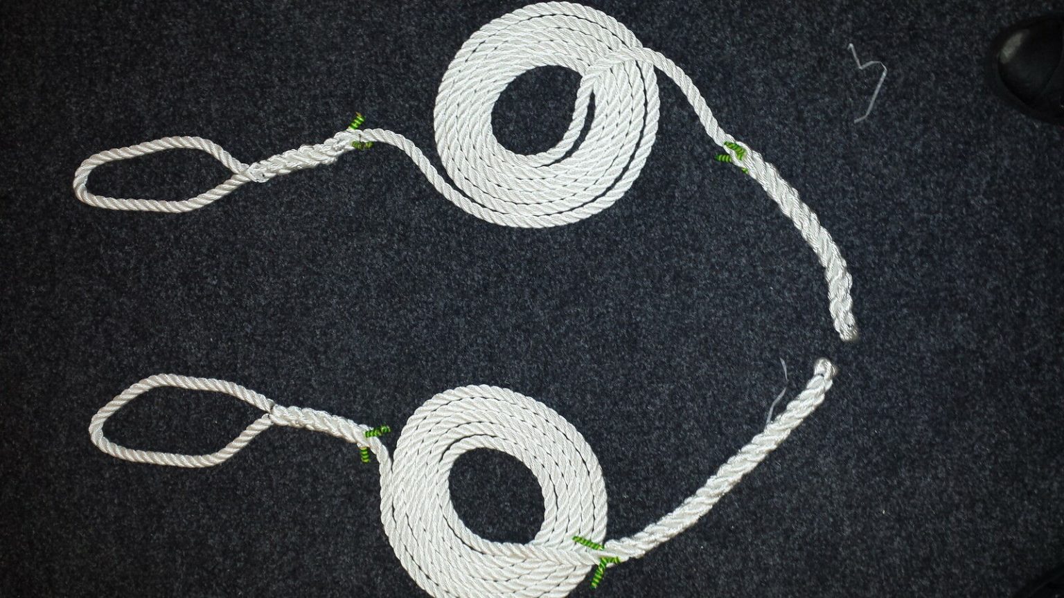 Mooring Ropes - 2 x 4 metres x 12mm White Nylon Rope, Soft Eye One End ...