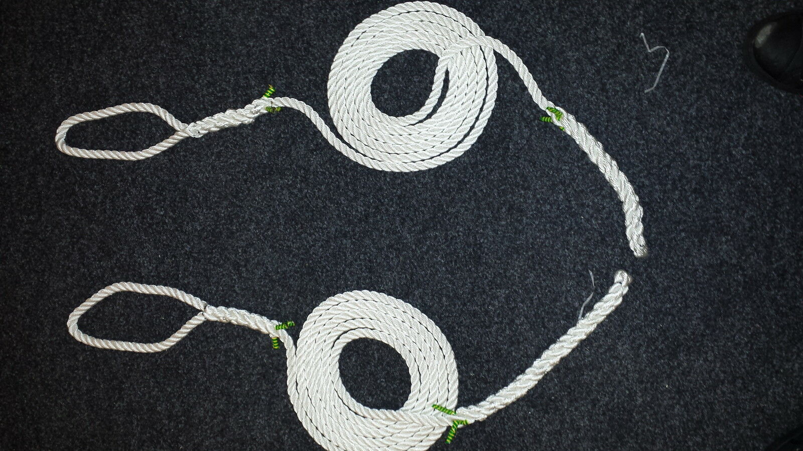 Mooring Ropes - 2 x 4 metres x 12mm White Nylon Rope, Soft Eye One End ...