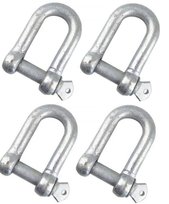 10mm Galvanised D Shackle, Screw Pin Dee Shackle Marine Boat Yacht x 4 ...