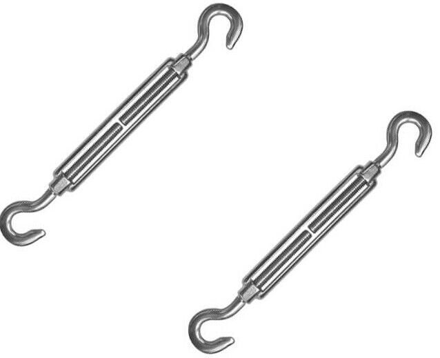 2 x 12mm Hook and Hook Stainless Steel Turnbuckle Straining Screw Grade ...