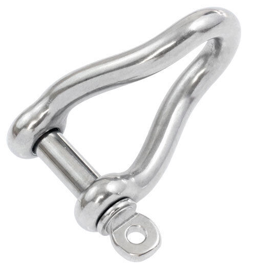 2 x 8mm Twisted Dee Shackle Stainless Steel Marine Grade 316 Boat ...