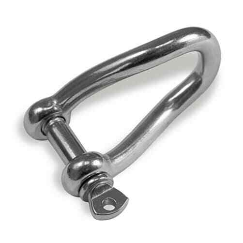 2 x 8mm Twisted Dee Shackle Stainless Steel Marine Grade 316 Boat ...