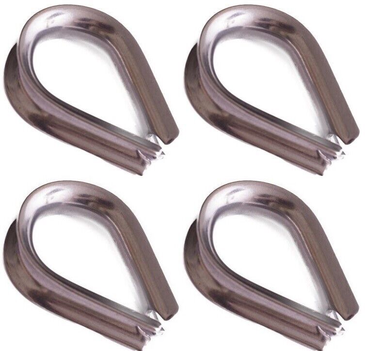 8mm Stainless Steel AISI 316 Marine Grade wire rope Thimbles X 4 - More ...