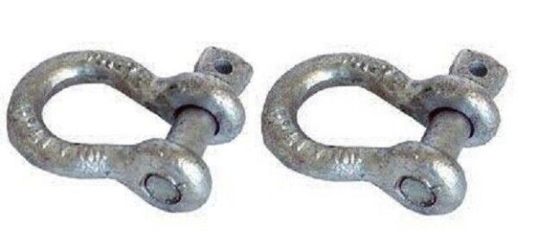 SWL 3.25 tons Galvanised Tested Screw Pin Bow Shackles X 2 recovery ...