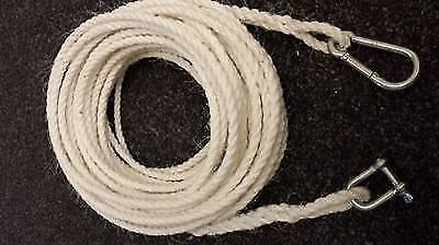 40FT X 10MM STAPLE SPUN ROPE ANCHOR BOAT MOORING WITH SNAP HOOK ...