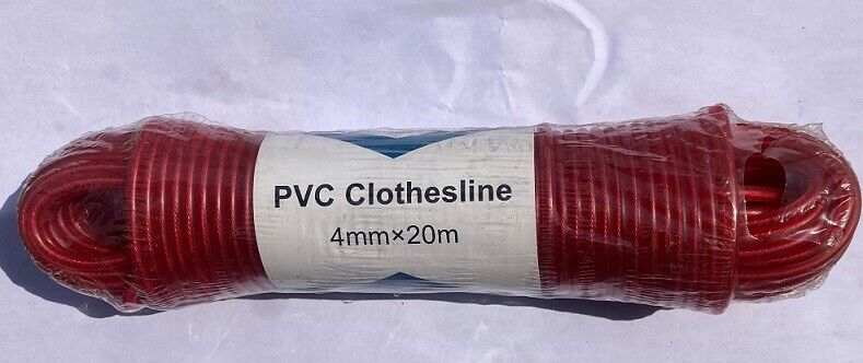 Washing Line 20m x 4mm Steel Core, Plastic Coated Outer Rope Outdoor ...