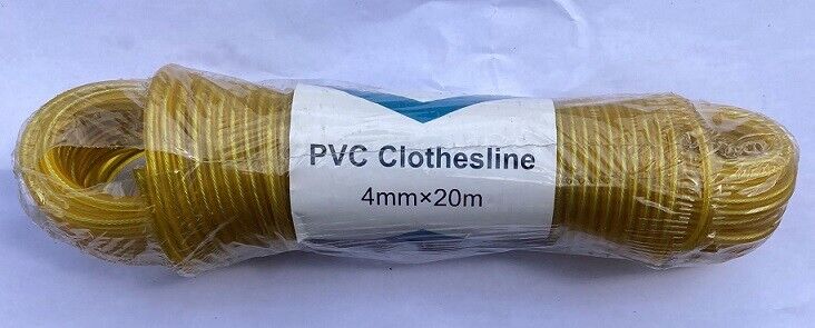 Washing Line 20m x 4mm Steel Core, Plastic Coated Outer Rope Outdoor ...