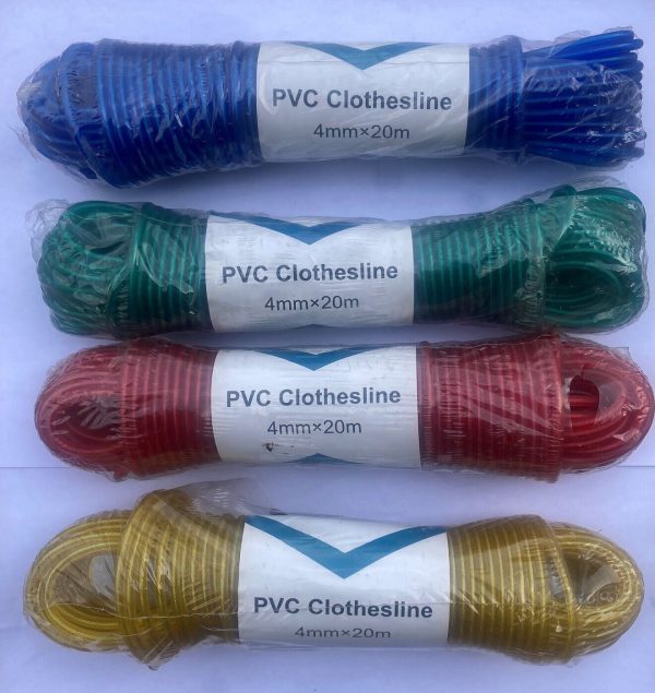 Washing Line 20m x 4mm Steel Core, Plastic Coated Outer Rope Outdoor ...