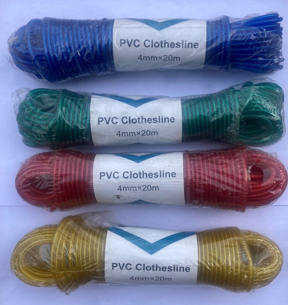 Washing Line 20m x 4mm Steel Core, Plastic Coated Outer Rope Outdoor ...