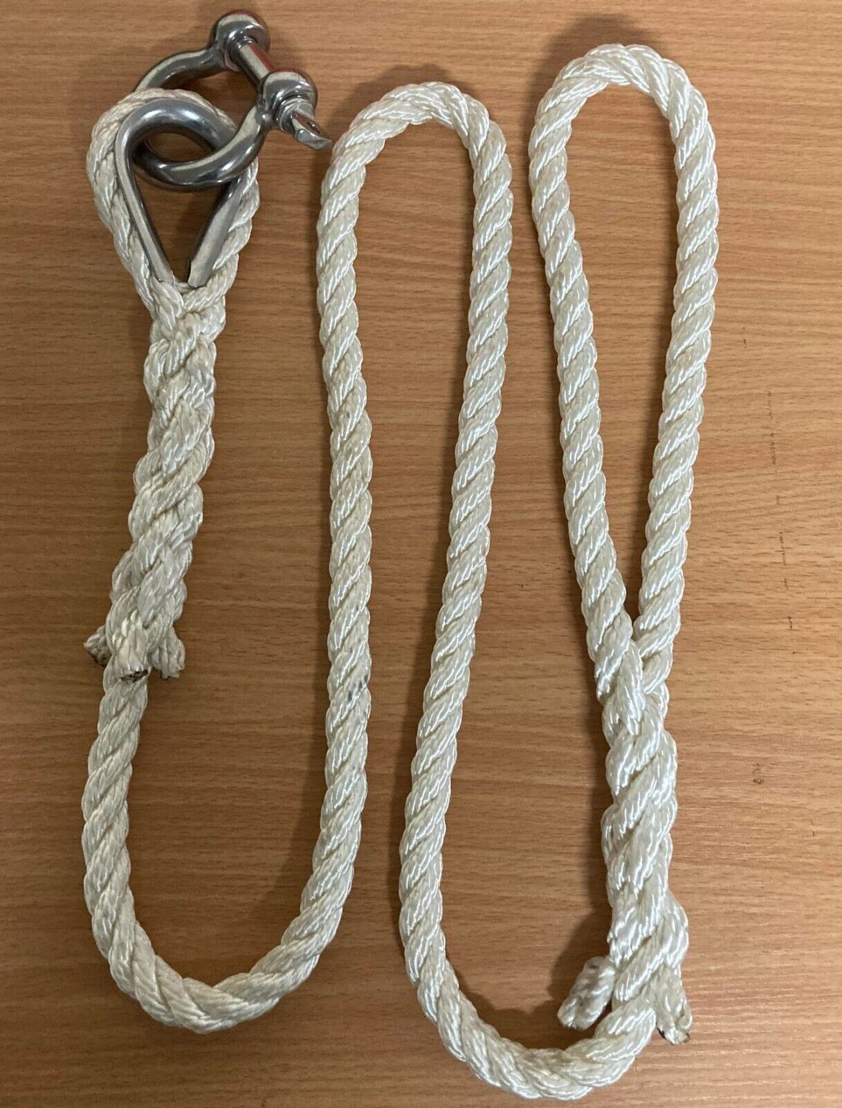 14mm x 3 Strand Nylon Rope Mooring Strop, With Stainless Thimble Eye ...