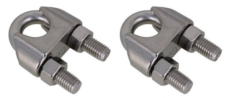 2 x 4mm Stainless Steel 316 Marine Grade Wire Rope/Bulldog Grips - More ...