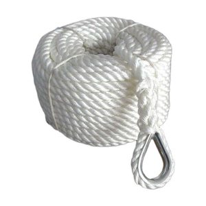 3 Strand White Nylon Boat Anchor Rope With Stainless Steel Thimble Eye ...