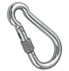 6mm Stainless Steel Locking Carbine / Carabiner Snap Hook Marine Grade ...